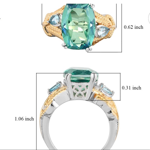 Jewelry | Peacock Quartzblue Topaz Ring Vermeil Gold Over Sterling ...
